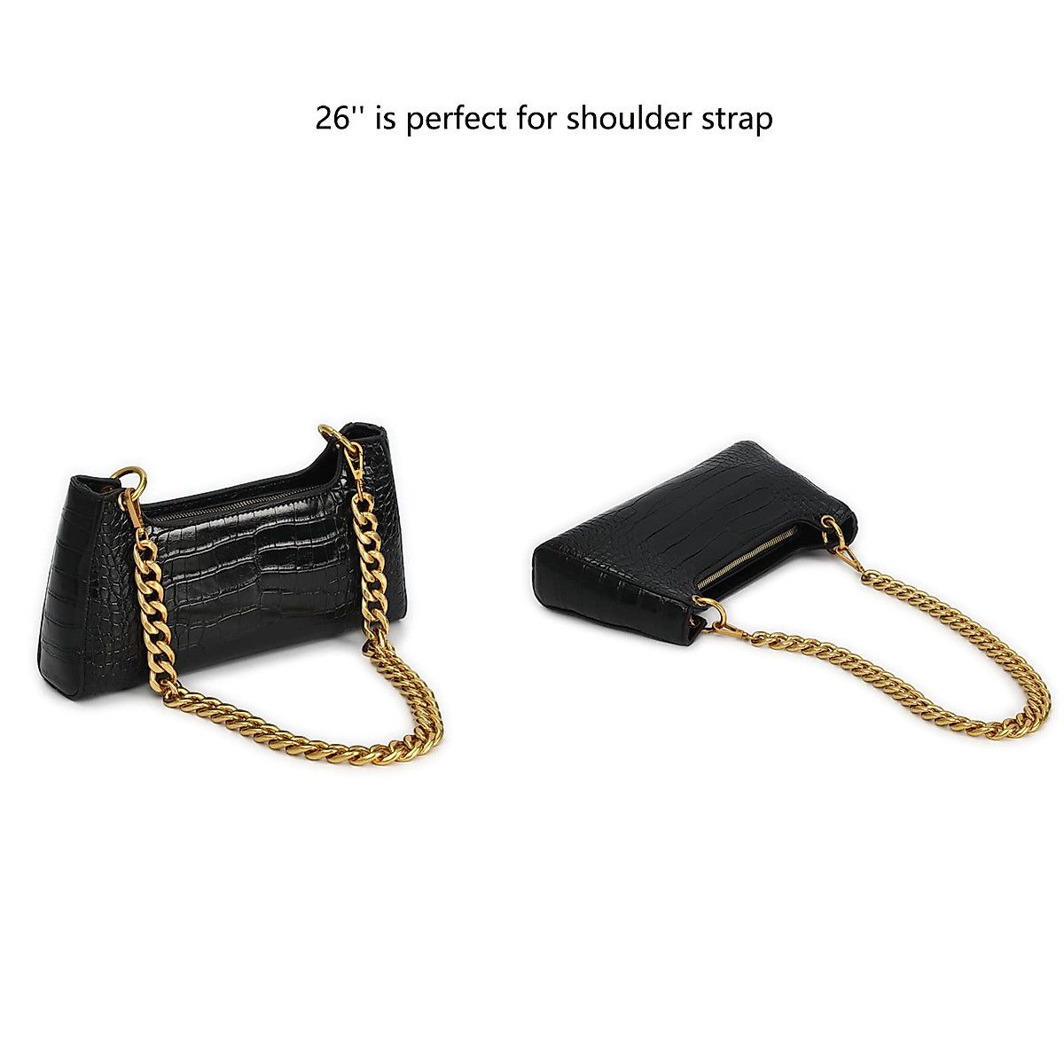 Xiazw 26 Inch Chic Metal Purse Chain Strap Handle Shoulder Straps Replacement Charms for Bag Handbags (Old Gold)