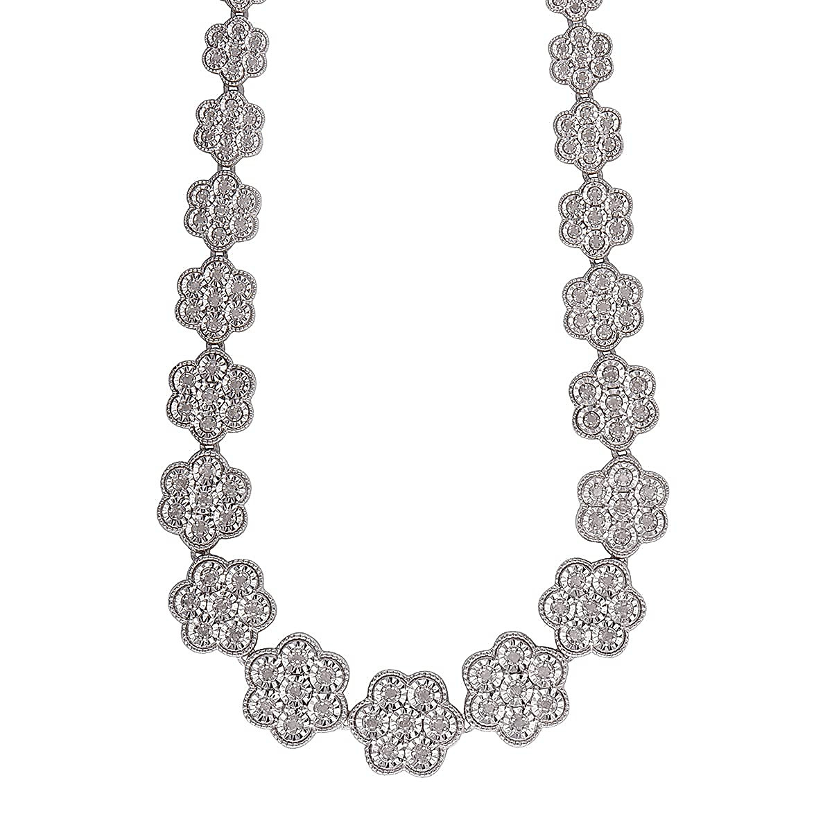 Beyond Brilliance Classy 2.00 Carat Diamond, Illusion Set Sterling Silver Round Cut Diamond 18 inch Long Milgrain Floral Necklace (J-K, I3) Jewelry for Women|Gift Box Included