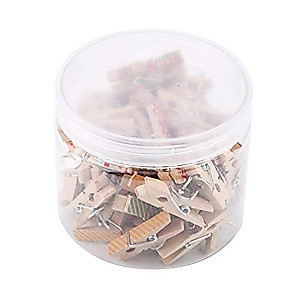 Oumefar 50pcs Wooden Clips Mini Size 35 * 7mm Natural Crude Wood Clips Craft Decoration Pegs for Photo Clips Clothes Clothespin