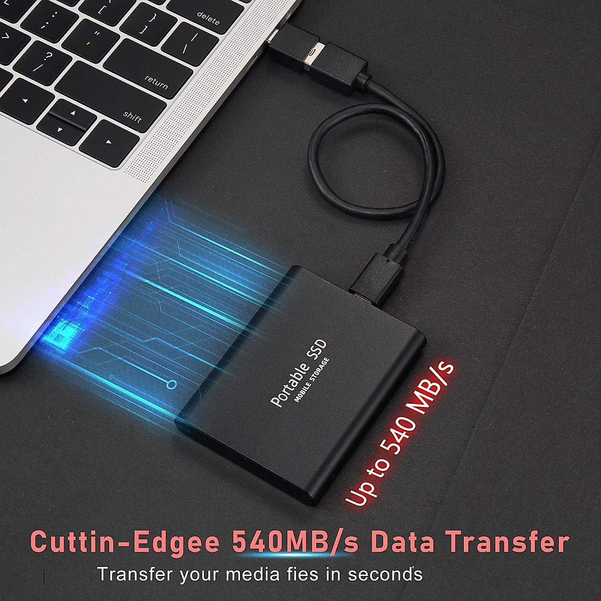 AOOF Mini Ssd Mobile Ssd, External Hard Drive Usb3.1 Type C, Portable 500gb 1tb 2tb 4tb 6tb 8tb Expansion Hard Drive, Compatible with Desktop, Laptop, Mac, Ps4 Etc. 2TB Gules
