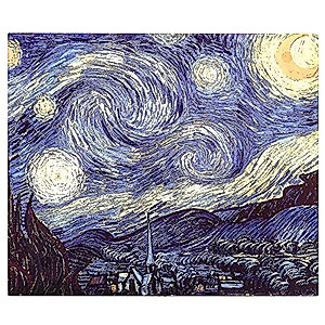 Menesia Tempered Glass Cutting Board for Kitchen, Van Gogh Design Blue Starry, Large Heat Resistant Cutting Boards, Dishwasher Safe Chopping Board(Large 12x14inch)