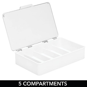 mDesign Plastic Stackable Eyeglass Case Storage Organizer with Hinged Lid for Unisex Sunglasses, Reading Glasses, Fashion Eye Wear, Protective Glasses, 5 Sections, Ligne Collection - 2 Pack - Clear