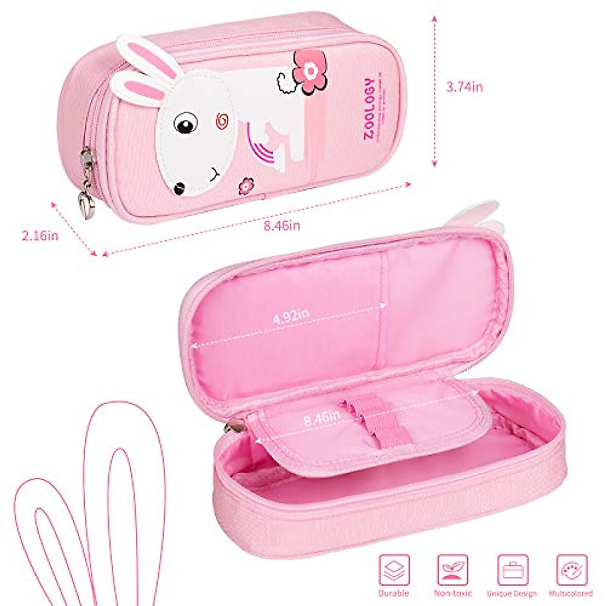 Firesara Pencil Case, Large Capacity Pen Case Pencil Bag Pouch Pen Pencil Marker Stationery Organizer with Zipper Big Storage Compartments for Teen Boys Girls Students School Office (Pink)