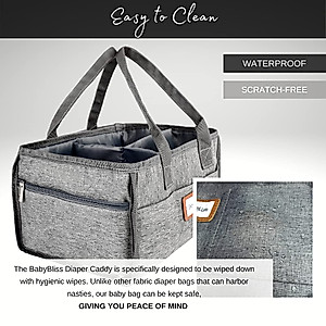 BabyBliss Diaper Caddy - Storage Bin for Nursery - Car Organizer for Diapers and Baby Essentials - Waterproof Storage Basket for Changing Table