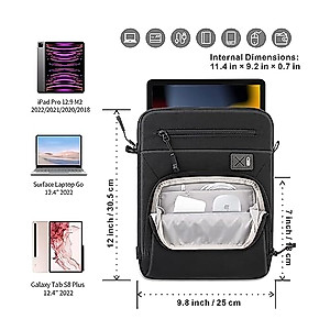 SIMTOP Tablet Sleeve 12.9 inch New iPad Pro (5th/4th/3rd Gen) 2022-2018 Tablet Shoulder Sleeve Bag with Magic Keyboard and Smart Keyboard Folio or Logitech Slim Folio Pro Case (12.9 inch Black)