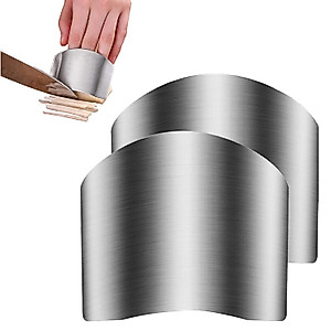 QKUDNGHY 2 Pcs Finger Guards for Cutting, Stainless Steel Finger Protectors for Cutting Food, Knife Guard, Chopping Protector for Dicing and Slicing in Kitchens (2pcs)