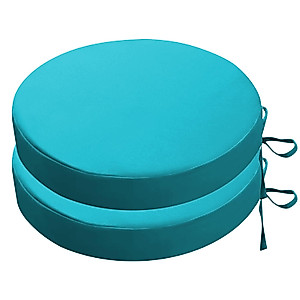 SK Studio Round Outdoor Chair Cushions for Patio Furniture, Set of 2 Waterproof Patio Chair Cushion with Adjustable Ties for Garden Sofa Couch, Blue, 20"x20"x2"