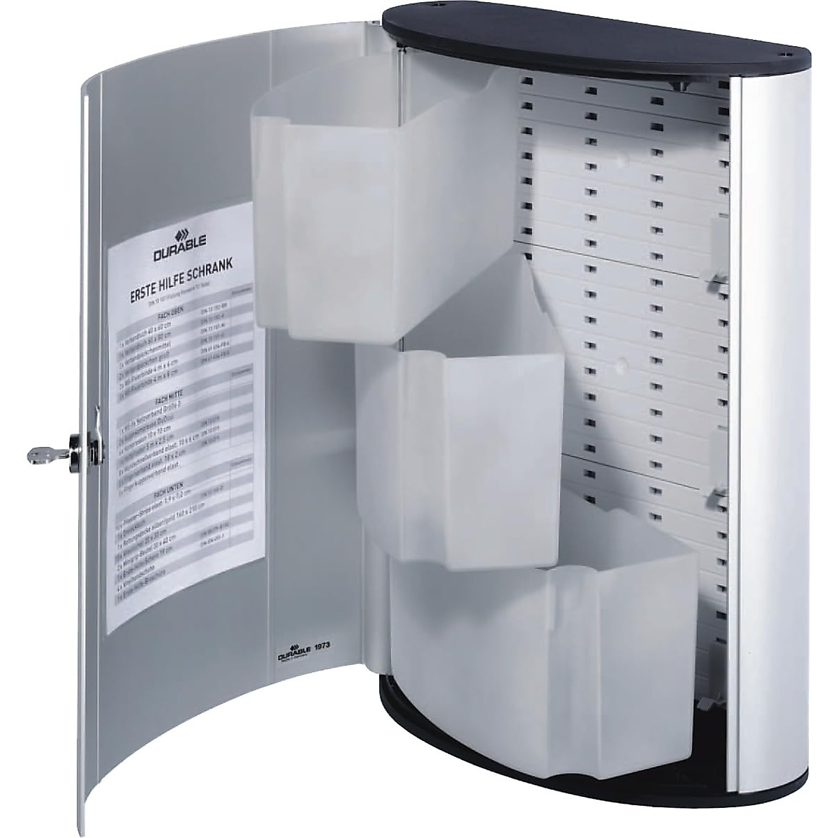 Durable Wall Mounted First Aid Cabinet with Swing-Out Organization Bins and Keyed Lock, 15-3/4 x 11-3/4 x 4-5/8 Inches, Brushed Aluminum (197323), Large