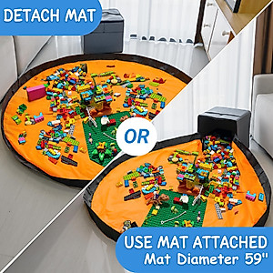 XL Toy Storage Organizer with Play Mat - Storage Bag/Box for Kids, Boys, Girls, Nursery, Playroom - Basket for Building Bricks/Blocks - Collapsible Fabric Cube Bin, 13"x13"x15"