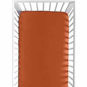 Sweet Jojo Designs Rust Orange Boy or Girl Fitted Crib Sheet Baby or Toddler Bed Nursery - Solid Color for Mod Dino Modern Dinosaur Boho Dinosaurs Gender Neutral