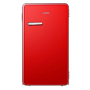 COMFEE' CRR33S3ARD Mini Fridge,3.3 Cubic Feet Solo Series Retro Refrigerator, Small Fridge for Office/Bedroom/Dorm/Garage with Adjustable Legs [Red]