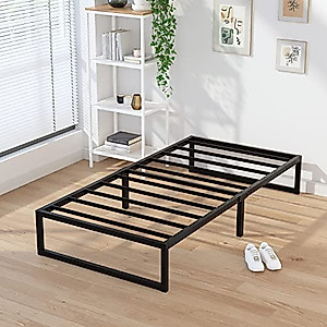 EMODA 12 Inch Twin Bed Frames No Box Spring Needed, Heavy Duty Metal Twin Platform Bed Frame, Noise Free, Easy Assembly, Black