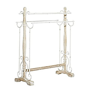 Deco 79 Wood Scroll 4 Shelf Quilt Rack, 34" x 14" x 40", Light Brown