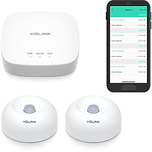 YoLink LoRa 1/4 Wireless Range Smart Motion Sensors, Indoor Motion Detector, Alexa, IFTTT, Home Assistant, Movement Detector App Alerts Remote Monitor, 2 Pack, YoLink Regular Hub Included