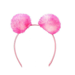 XIZHI 5 Pcs Pompom Ball Headband Iridescent Fluffy Ball Hair Loop Ear Headband Soft Style Cute Flurry for Little Girls Fashion Headband