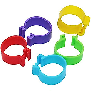 QWEQWE 100 Pack Chicken Identification Leg Bands Rings, ， Bird Ring Leg Bands - Plastic Pigeon Foot Bands Clip on Leg Rings for Chicks Pigeons, Parrots, Chickens (Random Color)