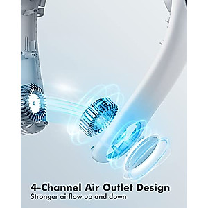 Portable Neck Fan, Personal Neck Fan Hands Free Bladeless Fan, 4000mAh Battery Operated Wearable Fan, 3 Speed, 360 Degree Cooling, Leafless, USB Rechargeable Fan