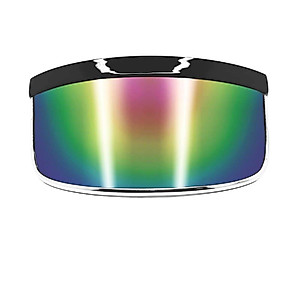 GloFX Visor Sunglasses - Rainbow Mirror Lens - Oversized Futuristic Shield Sunglasses - Perfect for EDM Raves, Music Festivals, Performance Art, Fashion