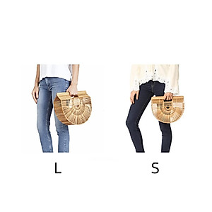 Hxinson 2023 ins Summer Straw Bags for Women Handmade Woven Ladies Handbags Bohemian Travel Beach Totes Clutch Bag (Primary Color,S)