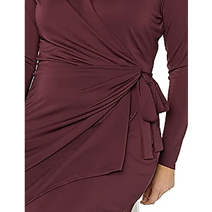 Amazon Essentials Women's Long Sleeve Classic Wrap Dress (Available in Plus Size), Burgundy, X-Large