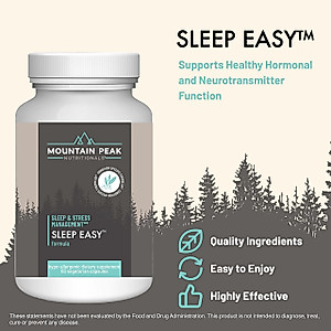 Mountain Peak Nutritionals Sleep Easy - Sleep Support Supplement Promoting A Relaxed & Calm Mood - 5-HTP, Amino Acids, Melatonin, & Magnesium - Hypoallergenic Dietary Supplement (60 Capsules)