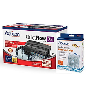 Aqueon Bundle of QuietFlow Power Aquarium Filter and 3 Replacement Aquarium Filter Cartridges (400 GPH)