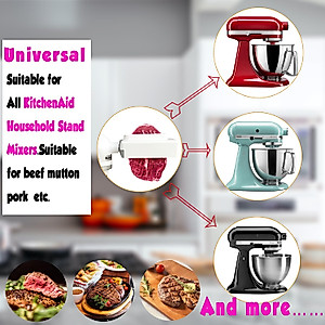 【PLUS】Meat Tenderizer for All KitchenAid and Cuisinart Household Stand Mixers- Mixers Accesssories Attachment with Stainless Steel Gears, White【Improved Extended New Version】