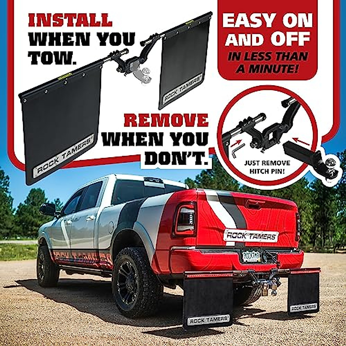 Rock Tamers Mudflap System 00108 2" Hub with Matte Black Stainless Steel Trim Plates