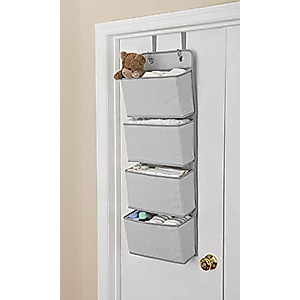 Delta Children 4 Pocket Over The Door Hanging Organizer Easy Storage/Organization Solution - Versatile and Accessible in Any Room in the House, Dove Grey, (Pack of 2)