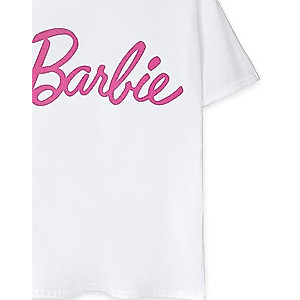 Barbie Women's White Logo Tee | Iconic Brand | Fashionable Retro Top | Comfortable Fit Movie Merchandise - X-Large