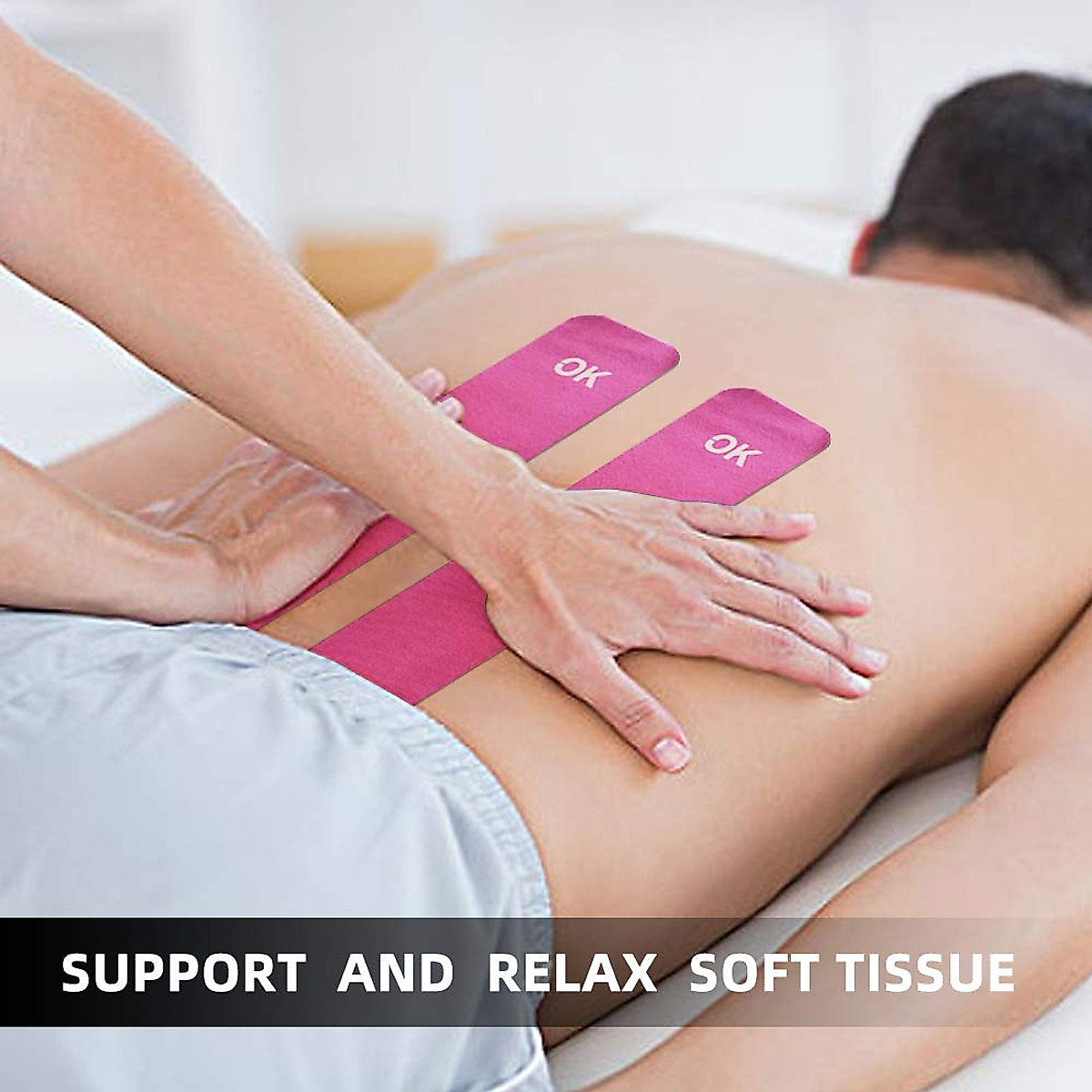 OK TAPE Kinesiology Tape 10 inches Precut, 20 Strips, Cotton Elastic Athletic Tape Latex Free, 2inch x 16ft, Light Blue