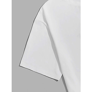 COZYEASE Men's Letter Graphic Tees Short Sleeve Vintage Streetwear T Shirts Casual Summer Tops White Medium