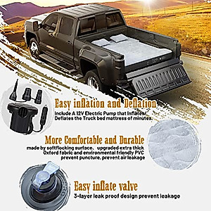 Umbrauto Inflatable Truck Bed Air Mattress for Full Size Short Truck Beds, 5.5-5.8ft, with Pump &amp; Carry Bag. Perfect for Outdoor Adventures.