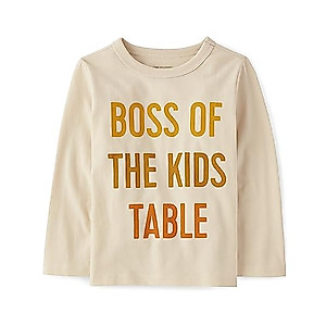 The Children's Place Unisex-Baby and Toddler Long Sleeve Fall Thanksgiving Graphic T-Shirt Kids Table Boss 2T