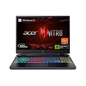Acer Nitro 16 Gaming Laptop | AMD Ryzen 9 7940HS Octa-Core CPU | NVIDIA GeForce RTX 4070 Laptop GPU | 16" WQXGA 165Hz IPS Display | 16GB DDR5 | 1TB Gen 4 SSD | Wi-Fi 6E | RGB Backlit KB | AN16-41-R5KC