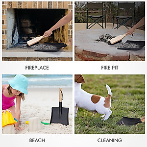 INNO STAGE Ash Shovel and Brush Set -Extra Large Fireplace Tools Set Hearth Indoor Outdoor Modern Firepit Coal Shovel and Brush Kit Cleaning Tool Rust Resistant
