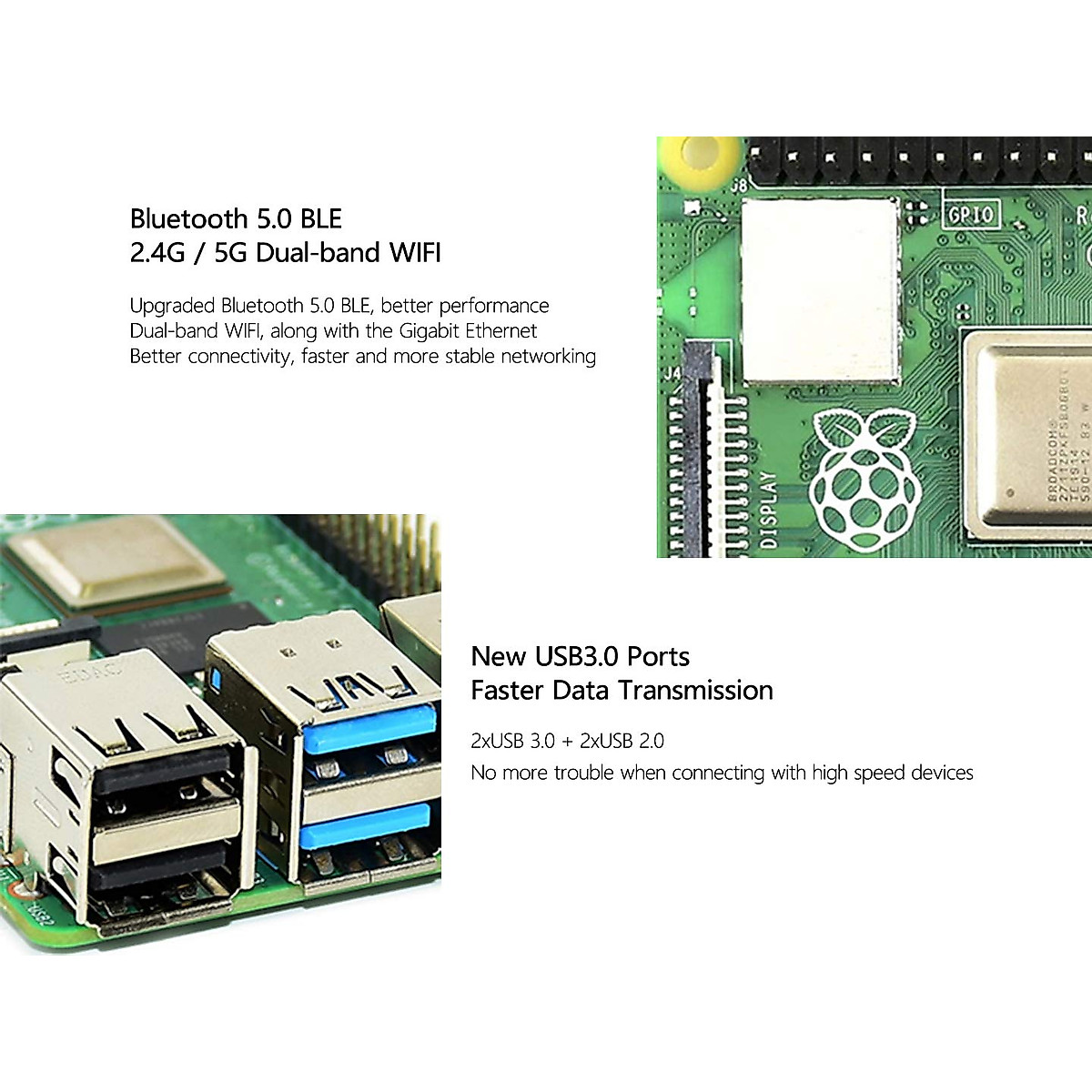 Waveshare Accessory Compatible with Raspberry Pi 4 Model B 2GB RAM with Powerful Processor Faster Networking Support Dual 4K Output and Different Choice of RAM Comes with a Copper Heat Sink
