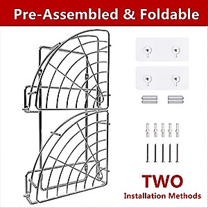 Vdomus Strong Shower Caddy 2 Tier Bathroom Corner Shelf Organizer Polished Chrome - No Drilling Needed Shower Shelves Wall Mounted for Bathroom shower Accessories Shower Stand