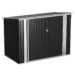 Flamaker 5.8 x 3.3 FT Storage Shed Outdoor Metal Trash Can Shed with Hydraulic Gas Rod Lockable Garden Tool Shed for Backyard, Lawn, Roadsid