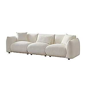kevinplus 109.8'' Boucle Cloud Sofa Couch Modular Sectional Sofa Couch for Living Room, Modern Contemporary Futon 4-Seat Sofa Couch for Apartment Office Studio, Beige