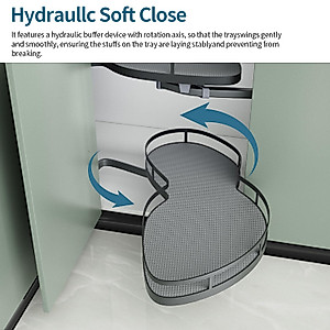 SIPELQDE Swing Right Blind Corner Cabinet Pull Out，Adjustable Height Corner Cabinet Lazy Susan