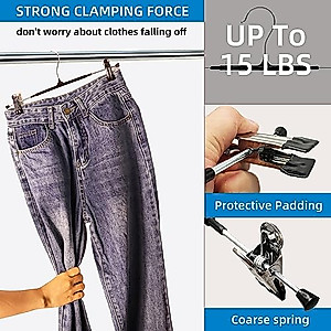 Pants Hangers with Clips 30 Pack, Clothes Hangers with Adjustable Clips, Space Saving Skirt Hangers for Women Metal Pants Hangers for Jeans Kids Clothes and More,12Inch (20)