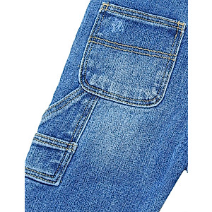 KIDSCOOL SPACE Denim Overalls,Baby Little Big Kids Hammer Loop on Jeans Dungarees Pants,Light Blue,12-18 Months