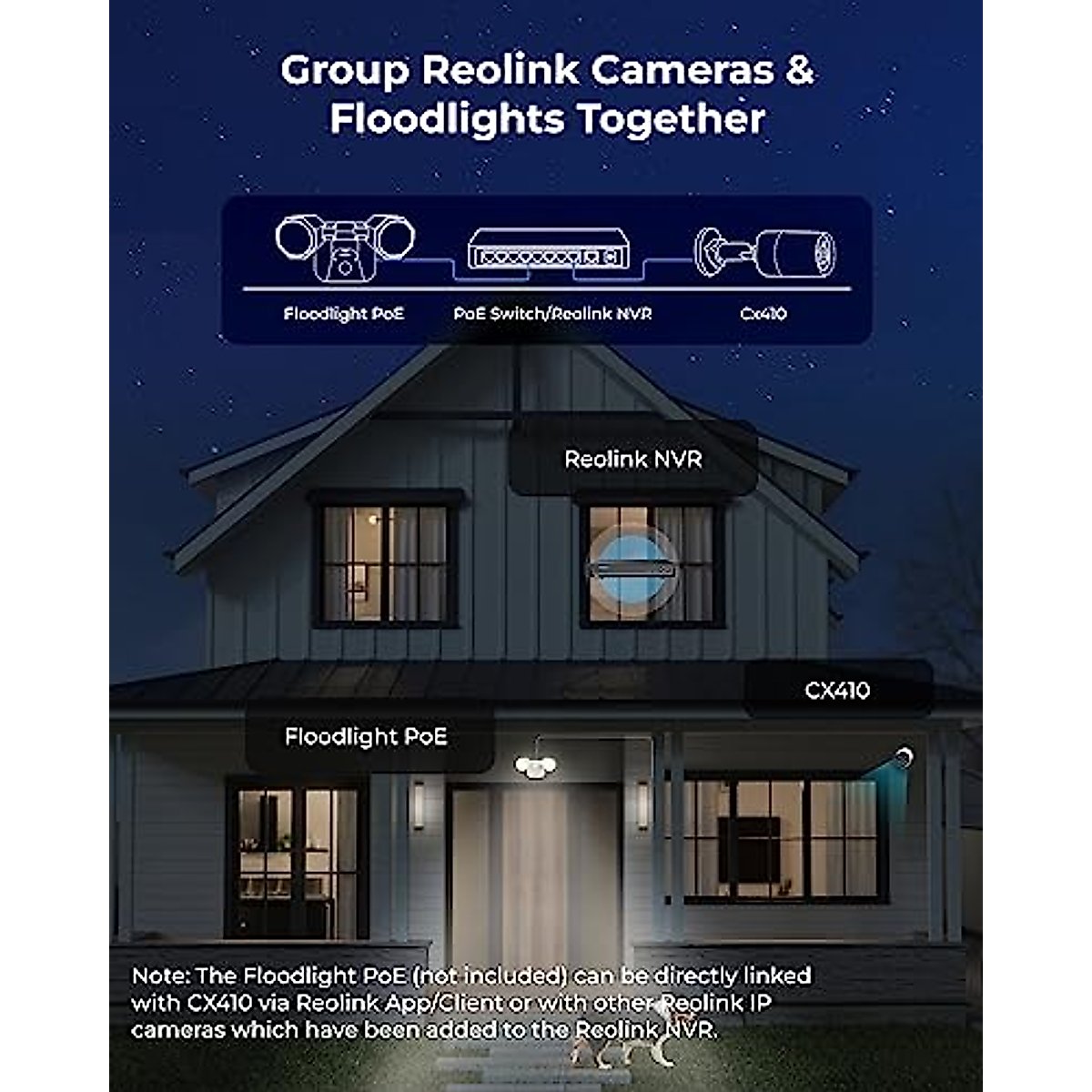 REOLINK CX410 2K PoE Security Camera Outdoor with F1.0 Aperture, True Color Night Vision, 1/1.8" Image Sensor, Adjustable Warm Light, Human/Vehicle/Pet Detection, Built-in Siren, 2-Way Talk