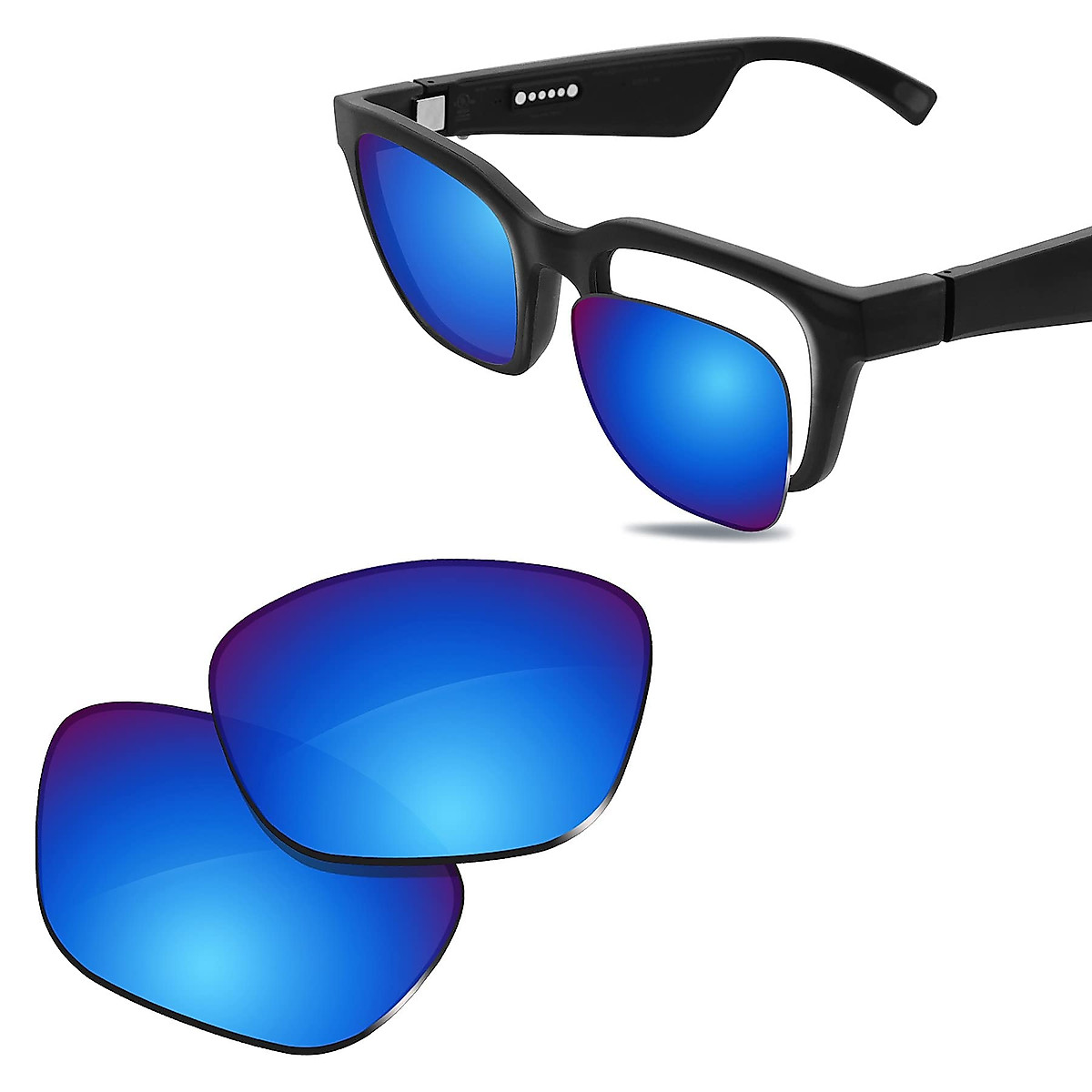 Glintbay 100% Precise-Fit Replacement Sunglass Lenses for Bose Alto M/L BMD0006 - Polarized Ice Blue Mirror