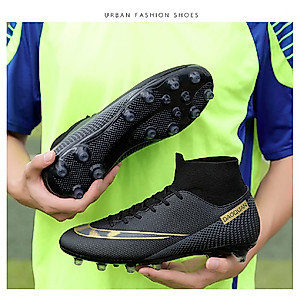 TTFS Foture 4.1 Netfit FG AG Athletic Soccer Shoes XX 17.2 Firm Ground Cleats Soccer Shoe (8, Black, Numeric_8)