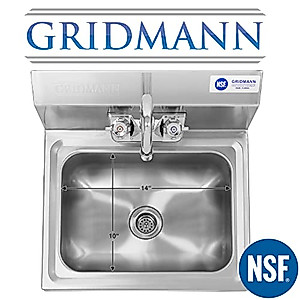 GRIDMANN Commercial NSF Stainless Steel Sink Wall Mount Hand Washing Basin with Faucet