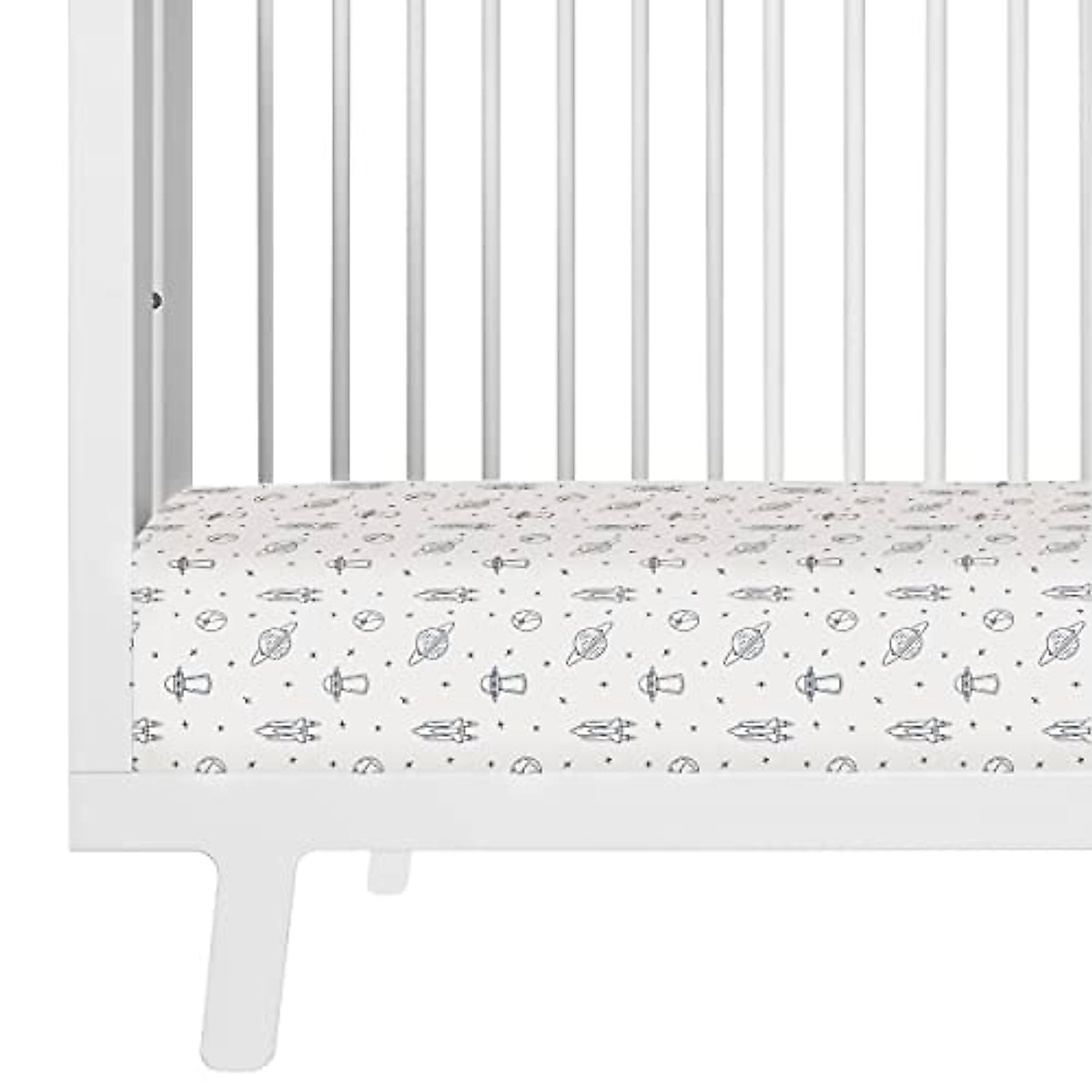 Makemake Organics Organic Crib Sheet GOTS Certified Organic Cotton Crib Sheet Fitted & Pillowcase Buttery Soft Breathable Natural Dyes Baby Toddler Bed Sheet Set (Astronaut Blue)