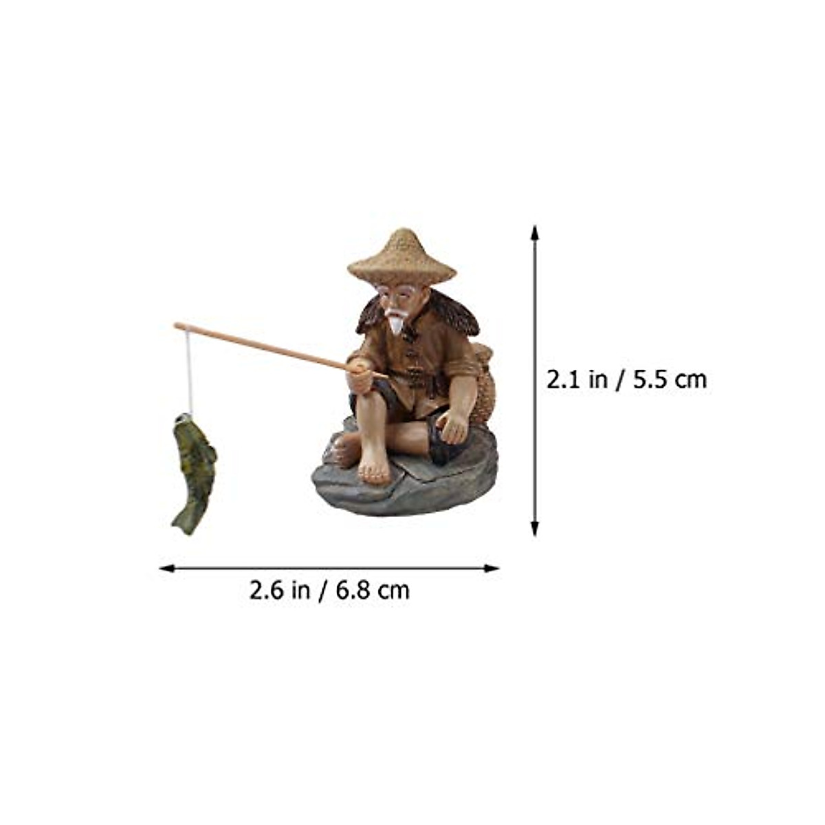 Housoutil Micro Landscape Decor 2pcs Fisherman Fishing Ornaments Elder Doll Mini Resin Mini Dollhouse Accessories