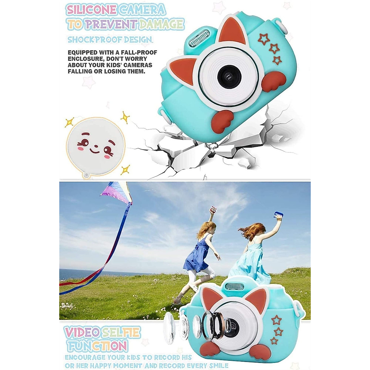 GIENEX Kids Digital Camera - 28MP Children's Selfie Camera with 3 Inches Large Screen for Boys and Girls,1080P Rechargeable Electronic Camera